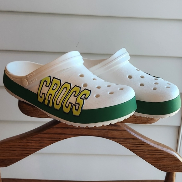 CROCS | Shoes | Crocs Unisex Crocband Logo Clog Green White M W 12 ...